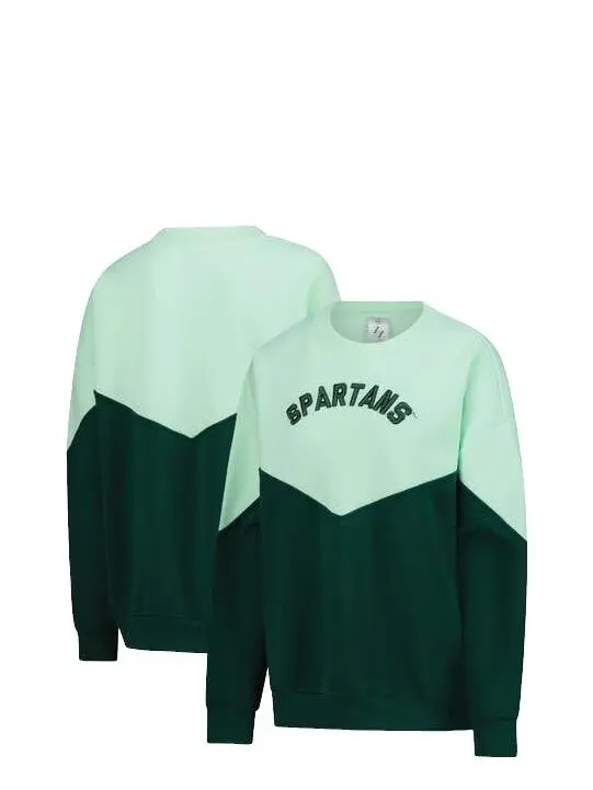 ZOOZATZ Michigan State Spartans Oversized Pullover Sweatshirt - Mint