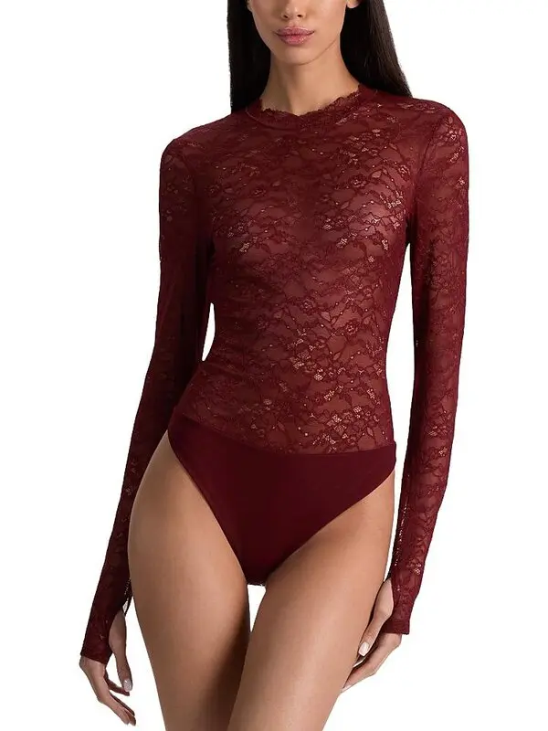 Alice + Olivia Taeyn Lace Bodysuit - Oxblood