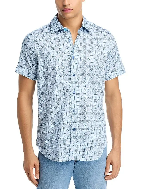 Robert Graham Madagascar Short Sleeve Woven Shirt - Blue