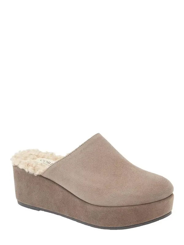 Cordani Camryn Platform Wedge Mule - Porcino Suede