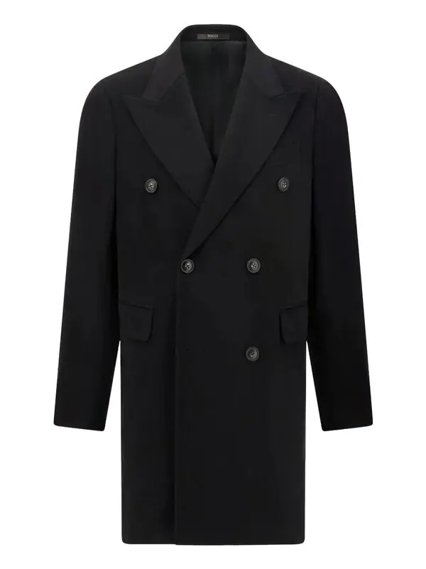 Boggi Milano Double-breasted Cashmere Coat - Black