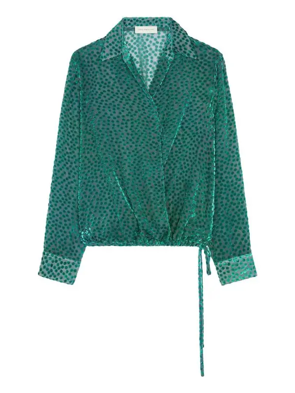 Dries Van Noten Devoré Wrap Shirt - Green