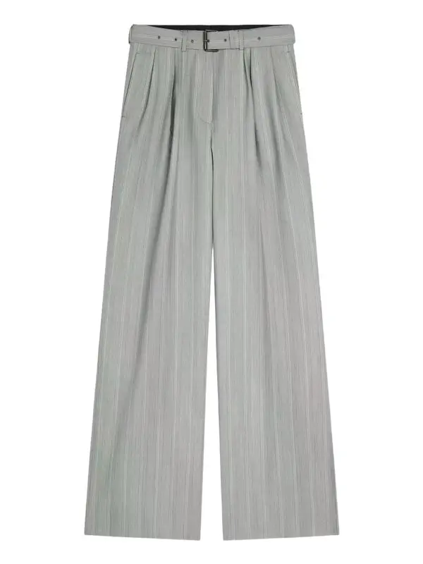 Dries Van Noten Pinstripe Belted Trousers - Grey