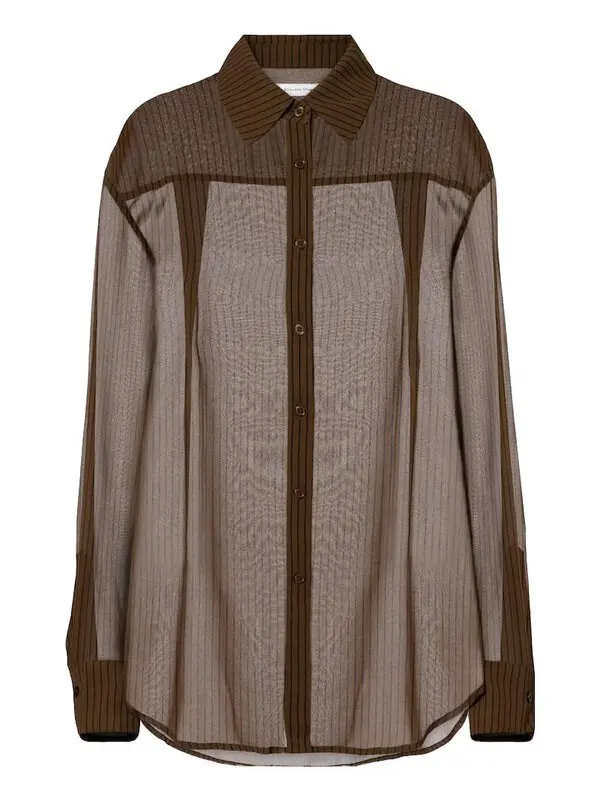 THE FRANKIE SHOP Peri Pinstripe Shirt - Brown