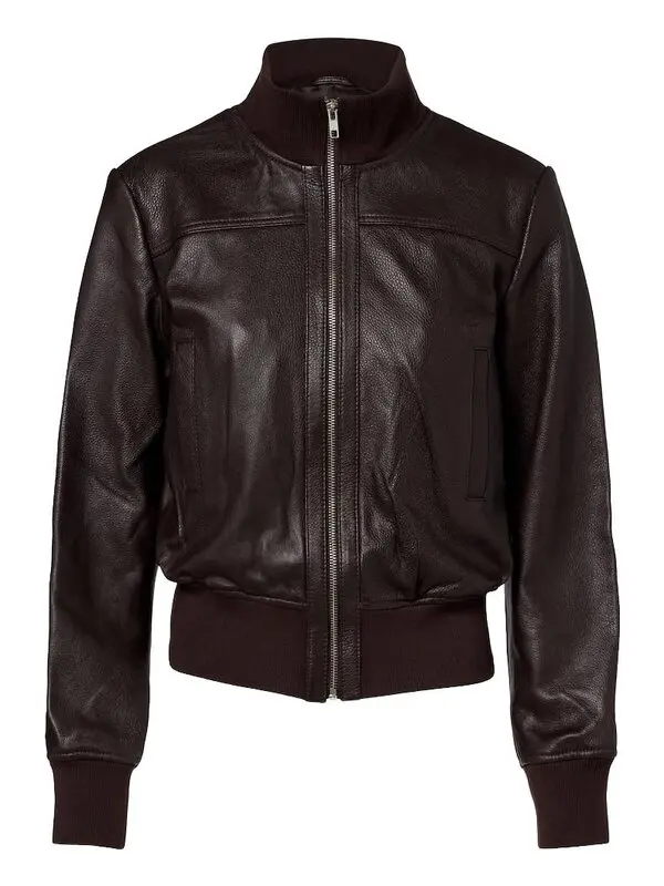 THE FRANKIE SHOP Tobias Leather Bomber Jacket - Brown