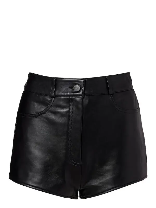 THE FRANKIE SHOP Loen High-rise Leather Micro Shorts - Black