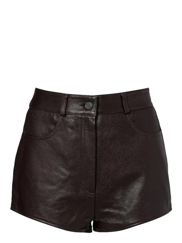 THE FRANKIE SHOP Loen High-rise Leather Micro Shorts - Brown