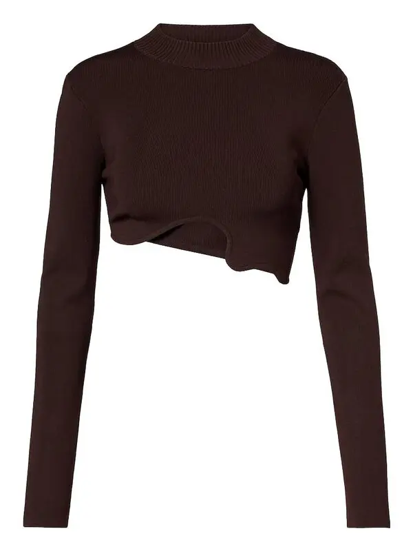 Christopher Esber Asymmetric Knitted Crop Top - Brown