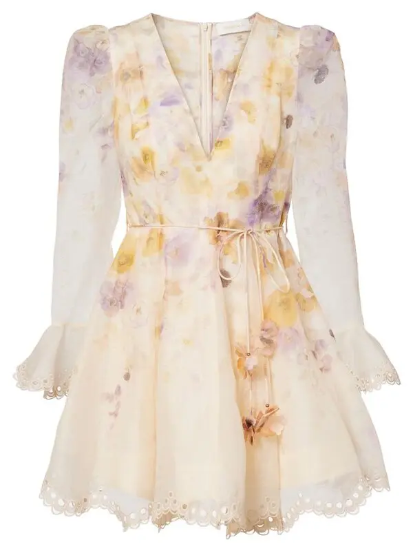 Zimmermann Memento Linen And Silk Minidress - White