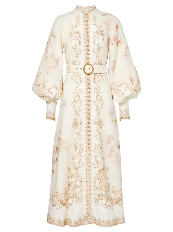 Zimmermann Hypnotic Printed Linen Shirt Dress - White
