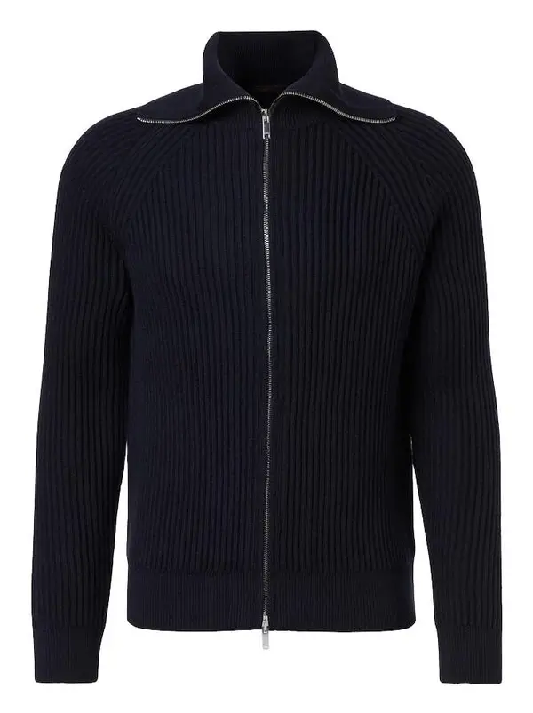 SLOWEAR Virgin Wool Zip-up Cardigan - Blue