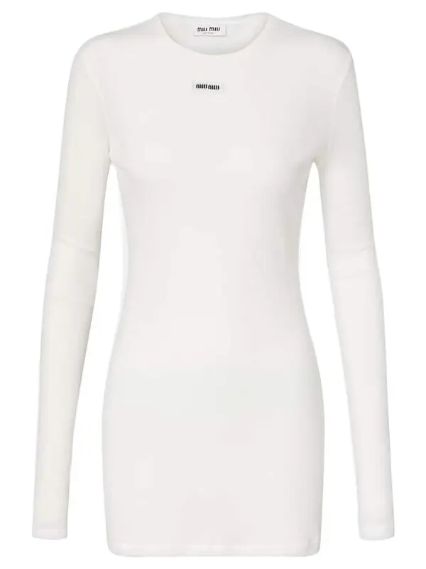 Miu Miu Cotton Jersey Minidress - White