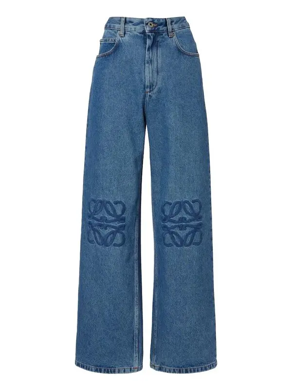 Loewe Anagram Wide-leg Jeans - Blue