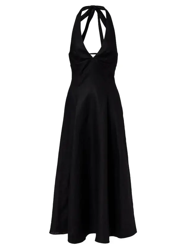 Faithfull The Brand Linen Midi Dress - Black
