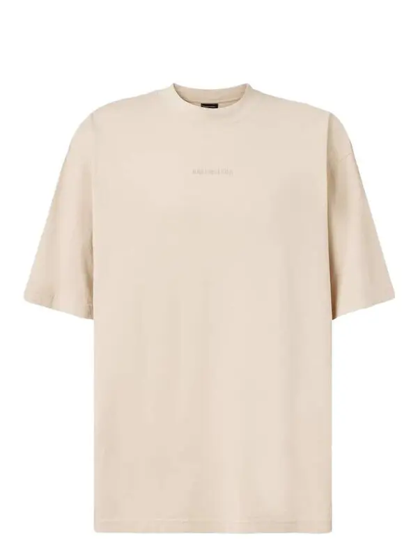 Balenciaga Logo Cotton Jersey T-shirt - Beige