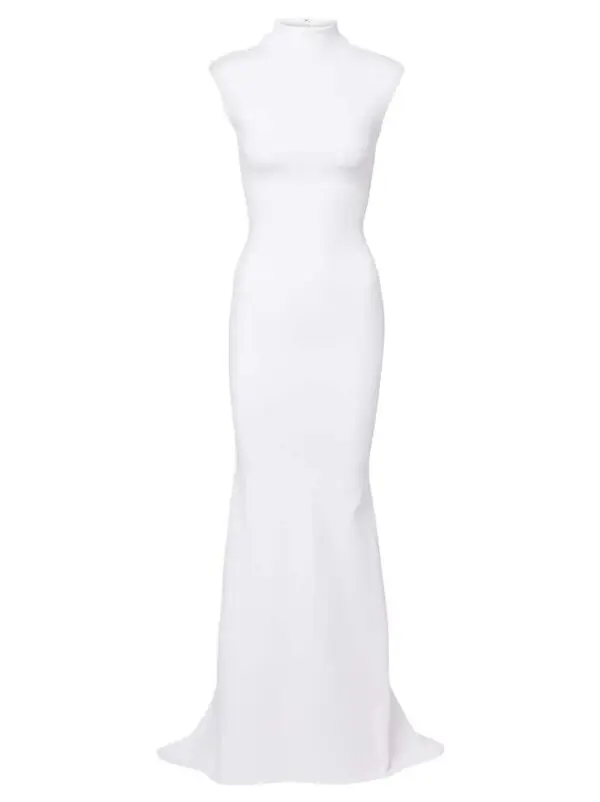 Jacquemus Alba Crêpe Jersey Maxi Dress - White