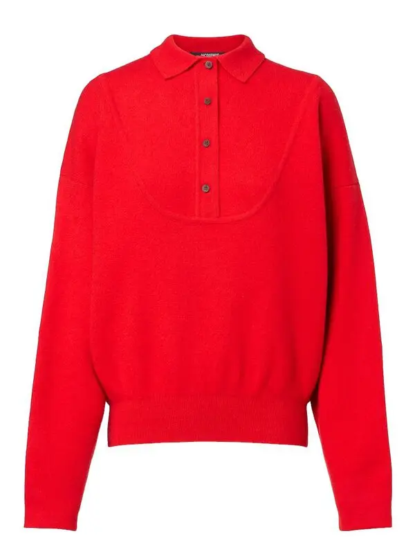 Jacquemus Balloon Wool And Cashmere Polo Sweater - Red