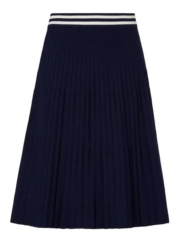 Thom Browne Plissé Wool-blend Midi Skirt - Blue