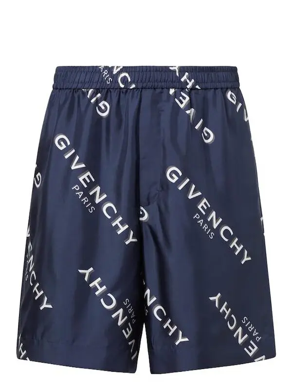 Givenchy Shadow Silk Bermuda Shorts - Blue