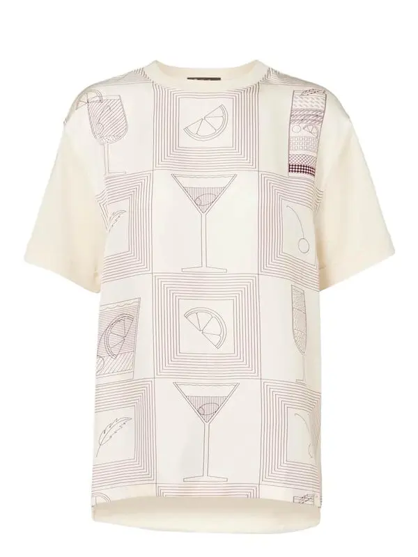 Loro Piana Mazzorbo Printed Silk Jersey T-shirt - Beige