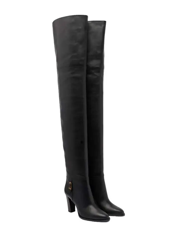 Saint Laurent Julia 85 Leather Over-the-knee Boots - Black