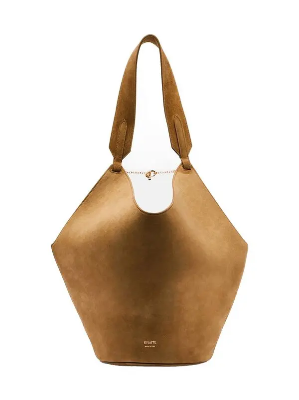 Khaite Lotus Small Suede Tote Bag - Brown