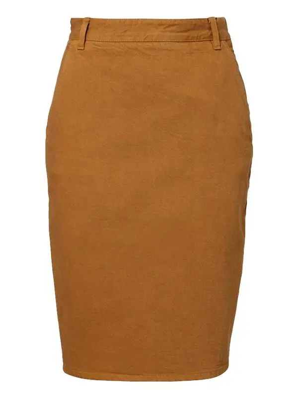 Saint Laurent Cotton Pencil Skirt - Brown