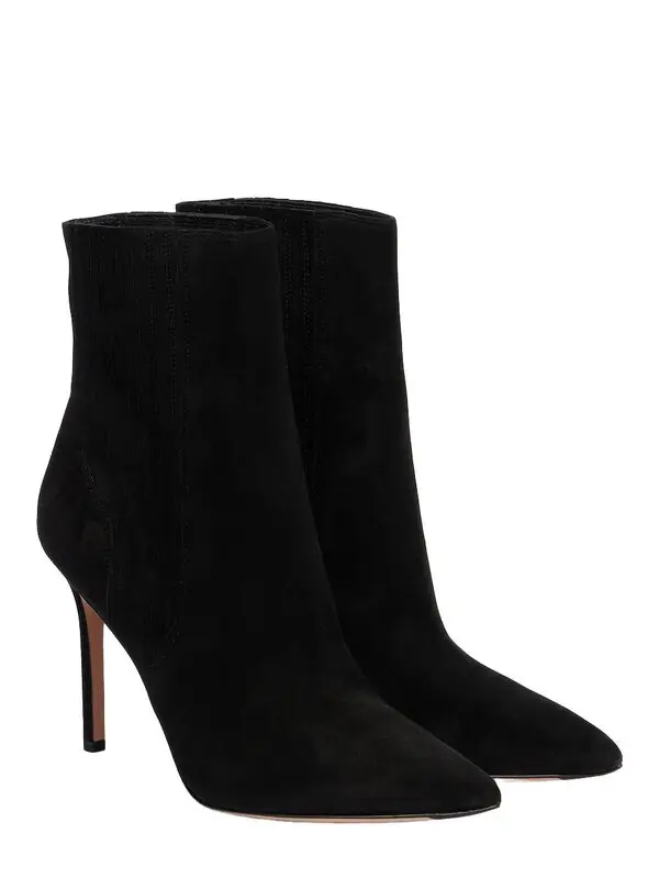 Veronica Beard Suede Pointed Toe Ankle Boots - Black