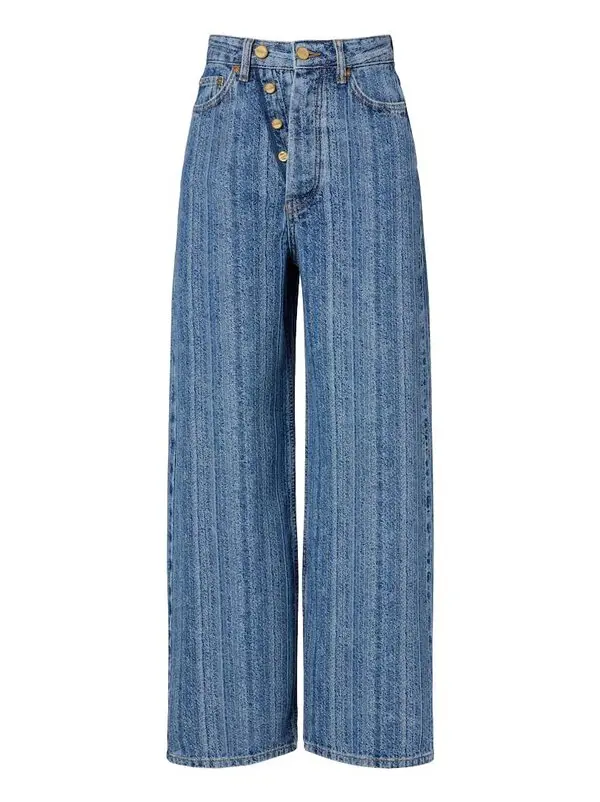 GANNI Striped Wide-leg Jeans - Blue