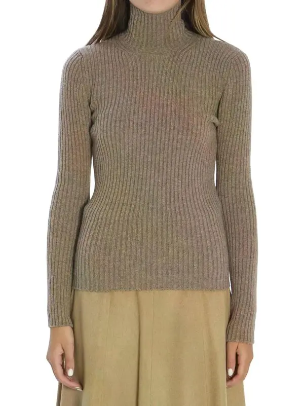 Max Mara Ribbed High-neck Sweater - Neutrals