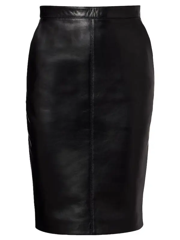 Saint Laurent High-rise Leather Miniskirt - Black