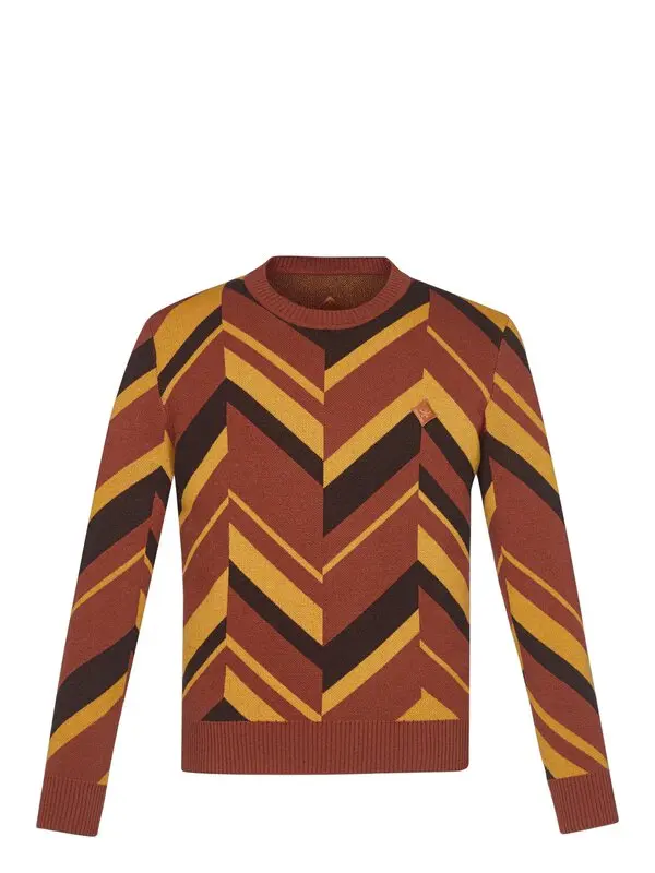 Mcm Mega Herringbone Wool-cashmere Jacquard Sweater - Old Gold