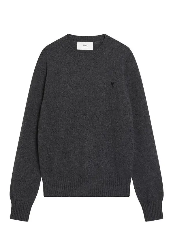 Ami Anthracite De Coeur Sweater - Grey