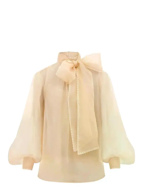 Zimmermann Memento Organza Bow-lace Blouse - Neutrals