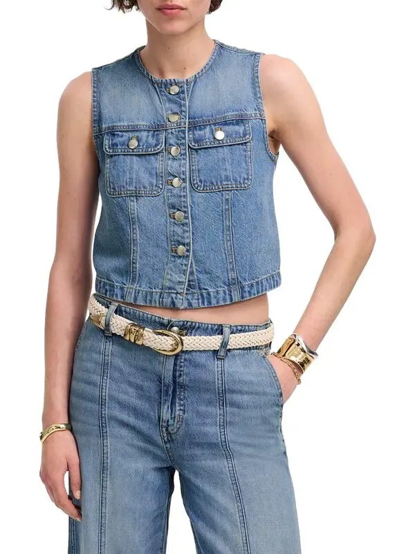 Madewell Crop Denim Vest - Robertson Wash