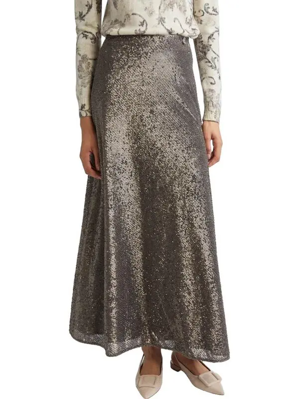 Herno Sequin A-line Skirt - Gray
