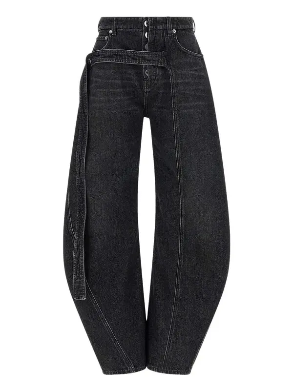 Jean Paul Gaultier Denim Strap Jeans - Black