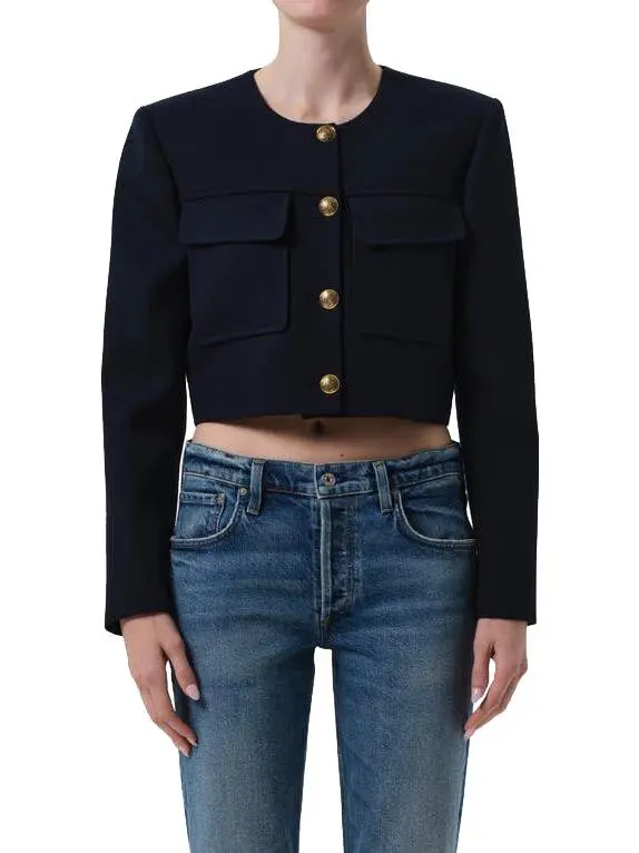 Citizens Of Humanity Sophia Crop Wool Jacket - Navy