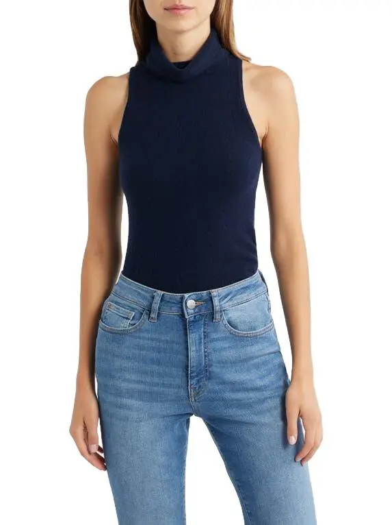 REFORMATION Marcy Sleeveless Cashmere Turtleneck Sweater - Navy