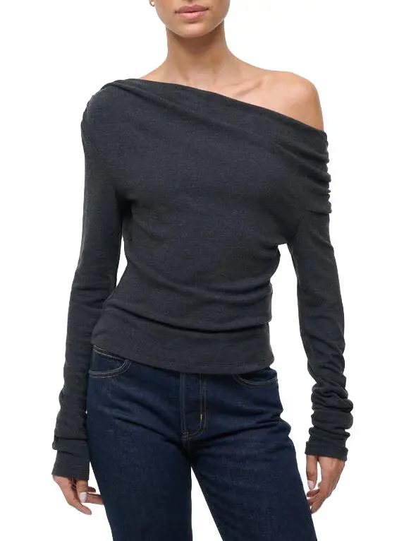 Staud Philomena One-shoulder Top - Charcoal