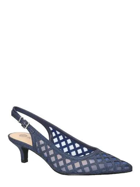BELLA VITA Noel Pointed Toe Slingback Pumps - Navy Glitter