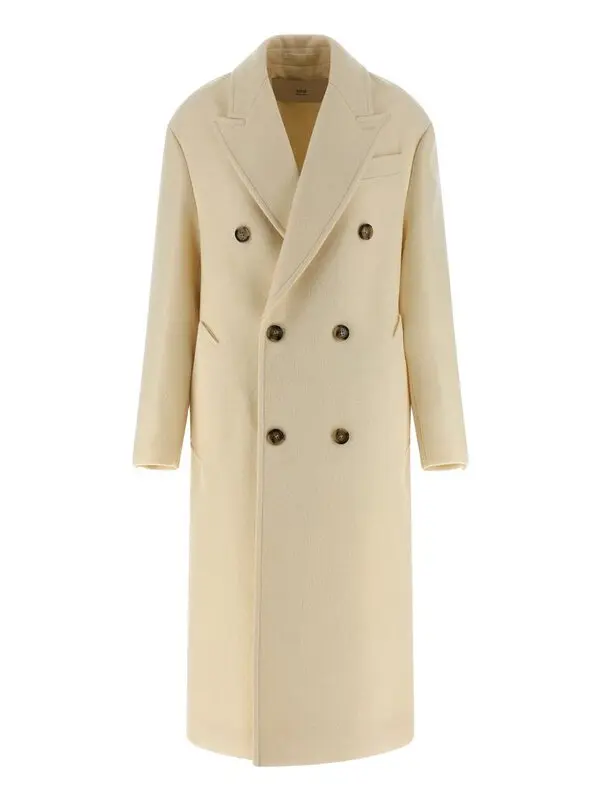Ami Double-breasted Virgin Wool Coat - White