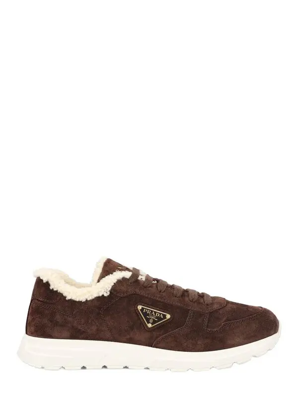 Prada Low Top Suede Sneakers - Brown