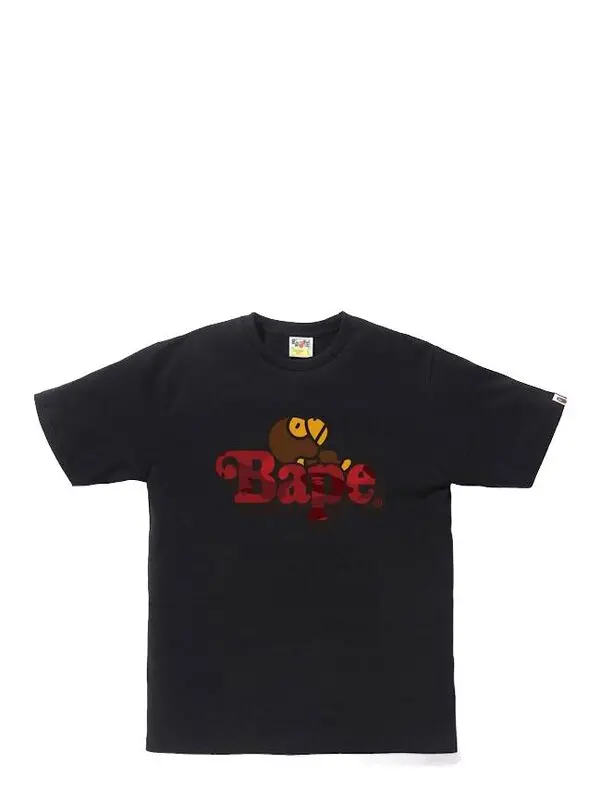 A BATHING APE Camo Milo On Tee Shirt - Black/red