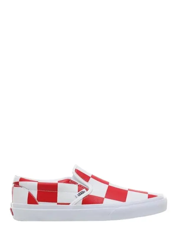 VANS Classic Leather Slip-on Sneakers - True White/racing Red