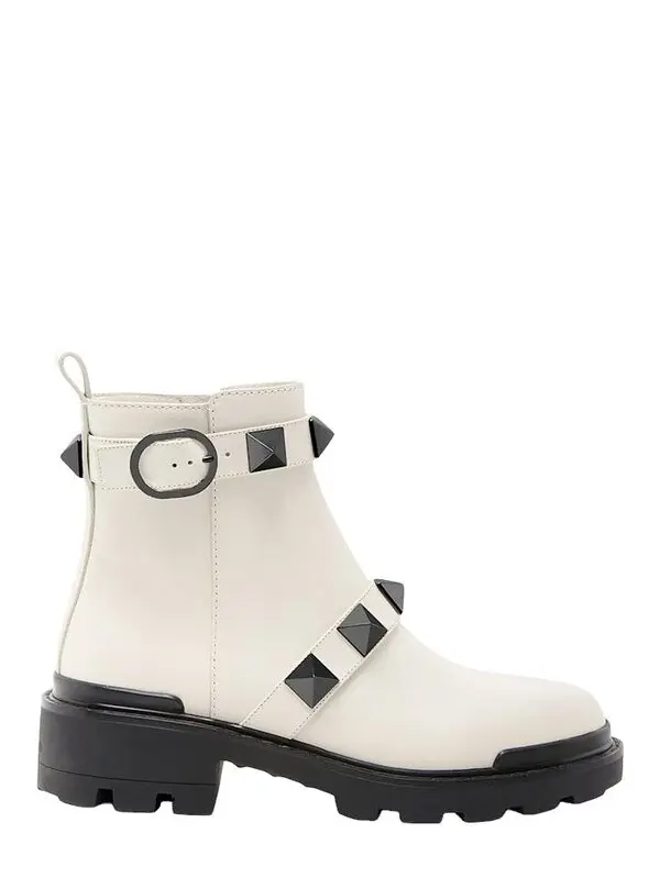 Valentino Garavani Roman Stud Combat Boot - Ivory