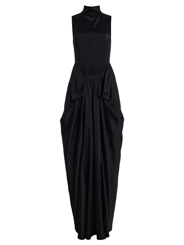 Stella McCartney Draped Satin Gown - Black
