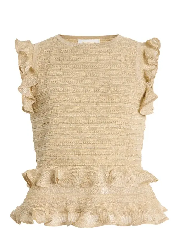 Zimmermann Hypnotic Metallic Lace Knit Halter Top - Gold