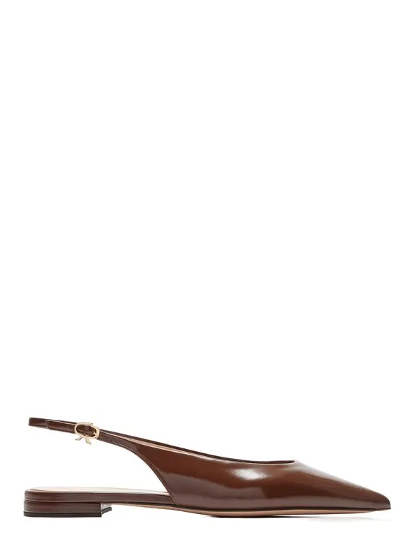 GIANVITO ROSSI Robbie Leather Slingback Flats - Brown