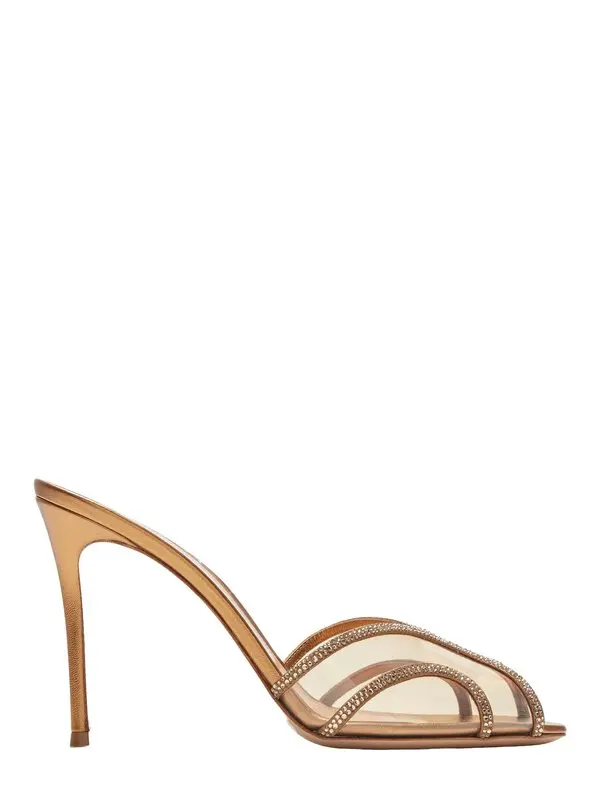GIANVITO ROSSI Crystal Embellished Mules - Gold
